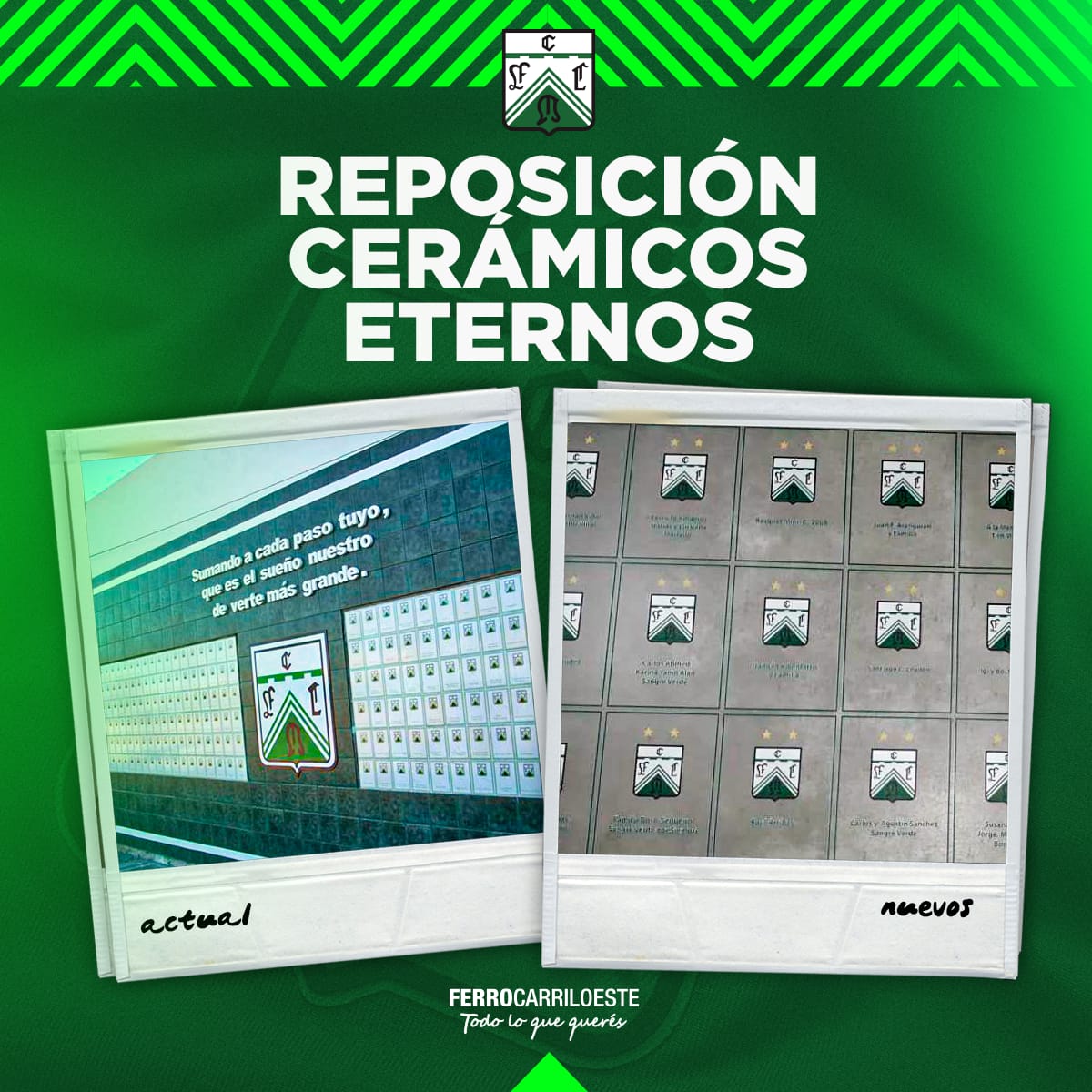 Reposición de los cerámicos eternos – Club Ferro Carril Oeste